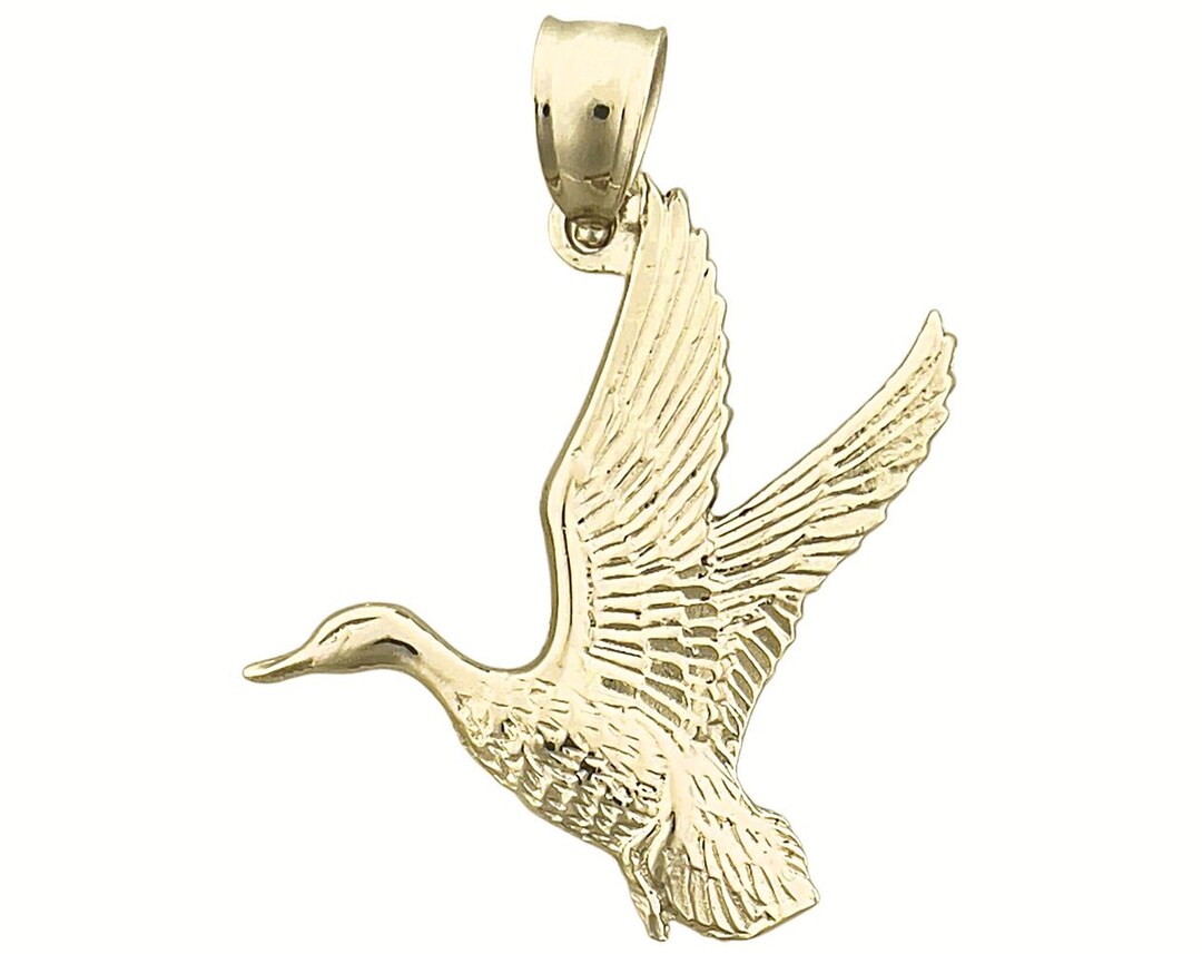 14K Gold 25MM Wild Duck Pendant - Etsy