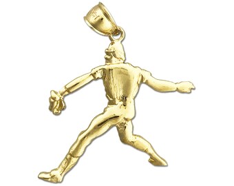 14k Solid Yellow Gold Baseball Charm Sports Pendant Baseball Gift - Etsy