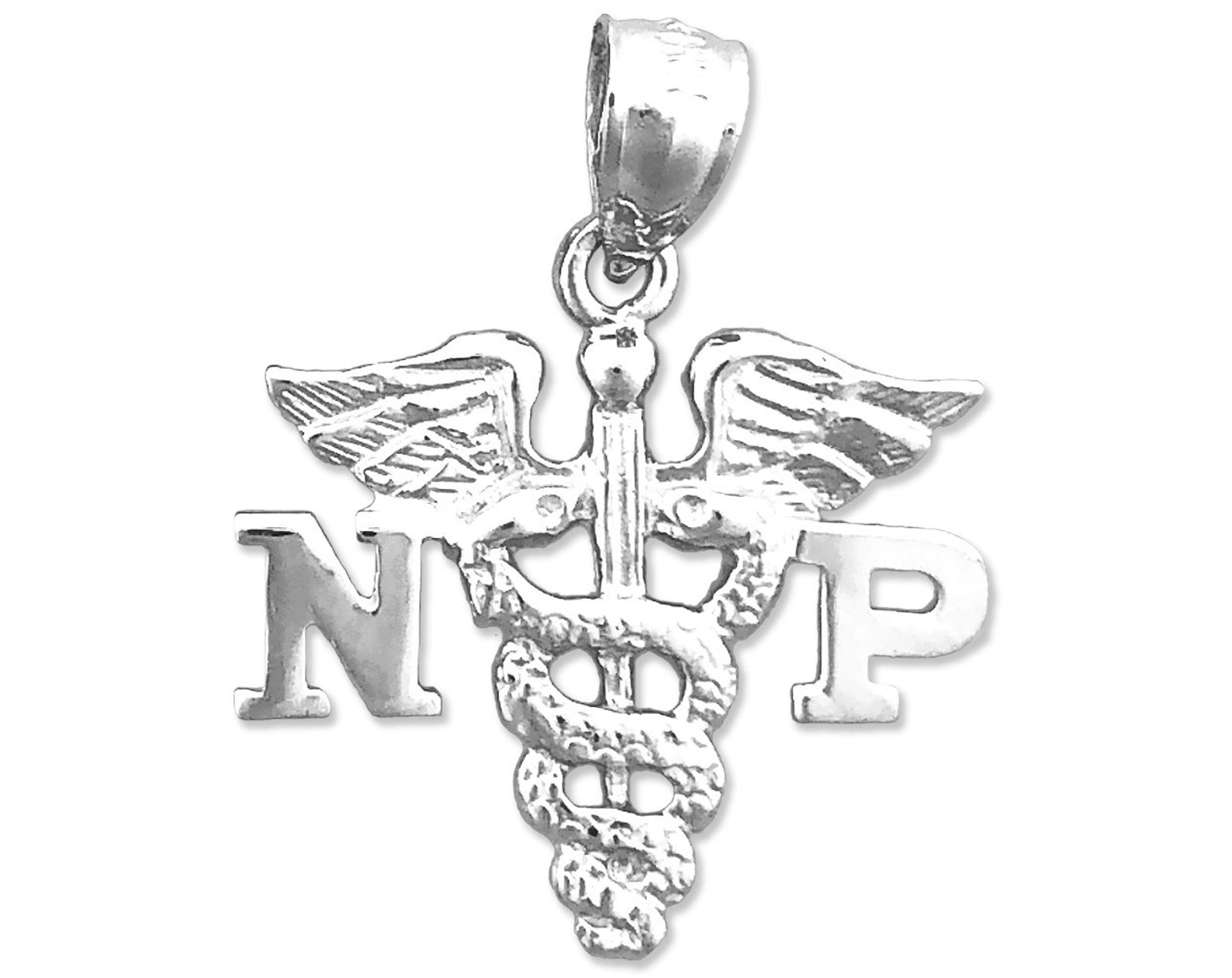 14K Gold NP Nurse Practitioner Caduceus Charm Pendant | Etsy