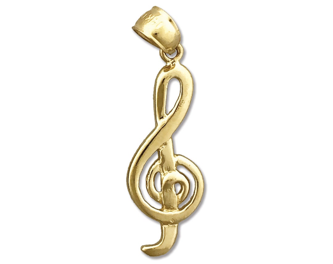14K Gold Treble Clef Music Note Pendant - Etsy