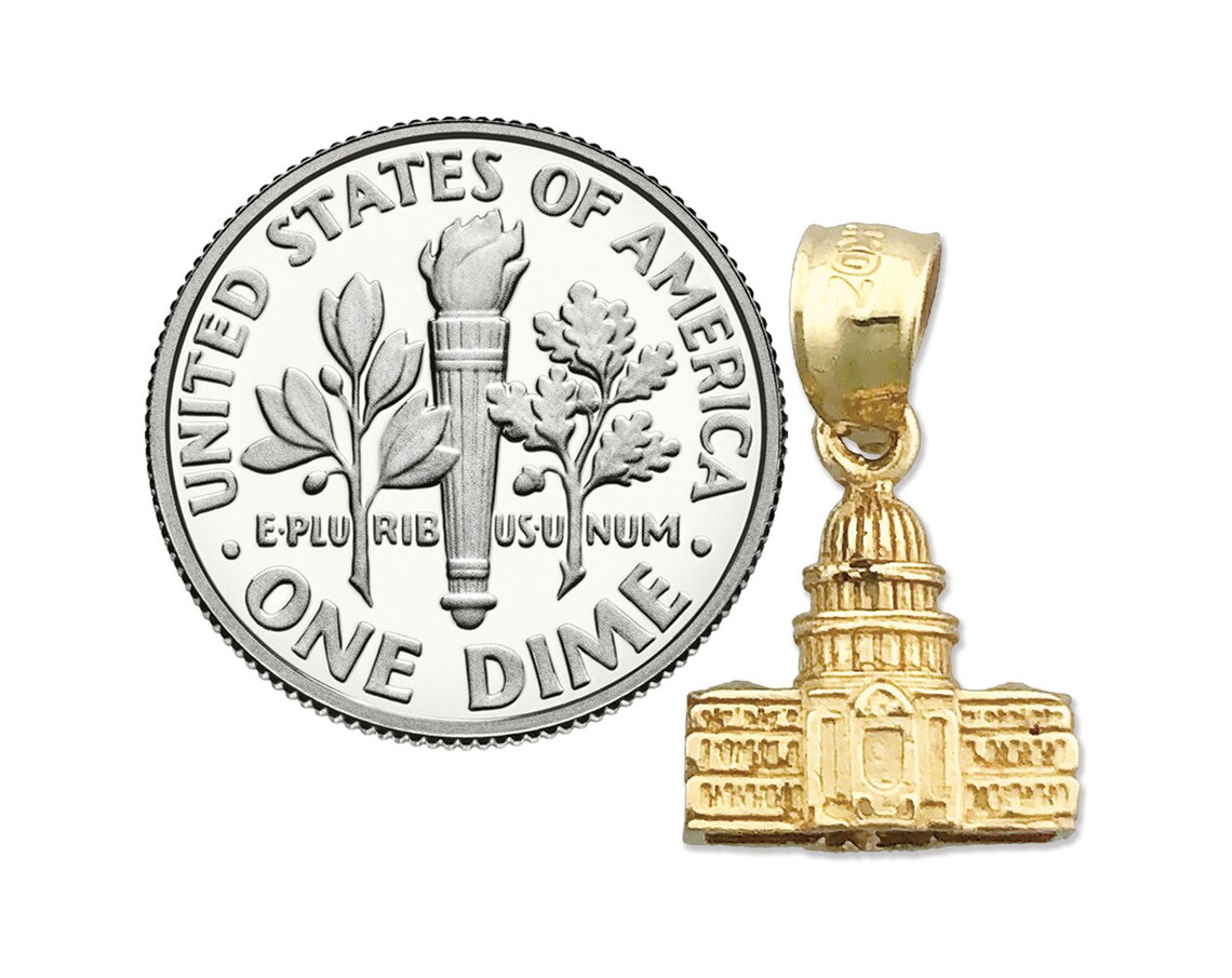 14K Gold 3D US Capitol Building Washington DC Charm - Etsy