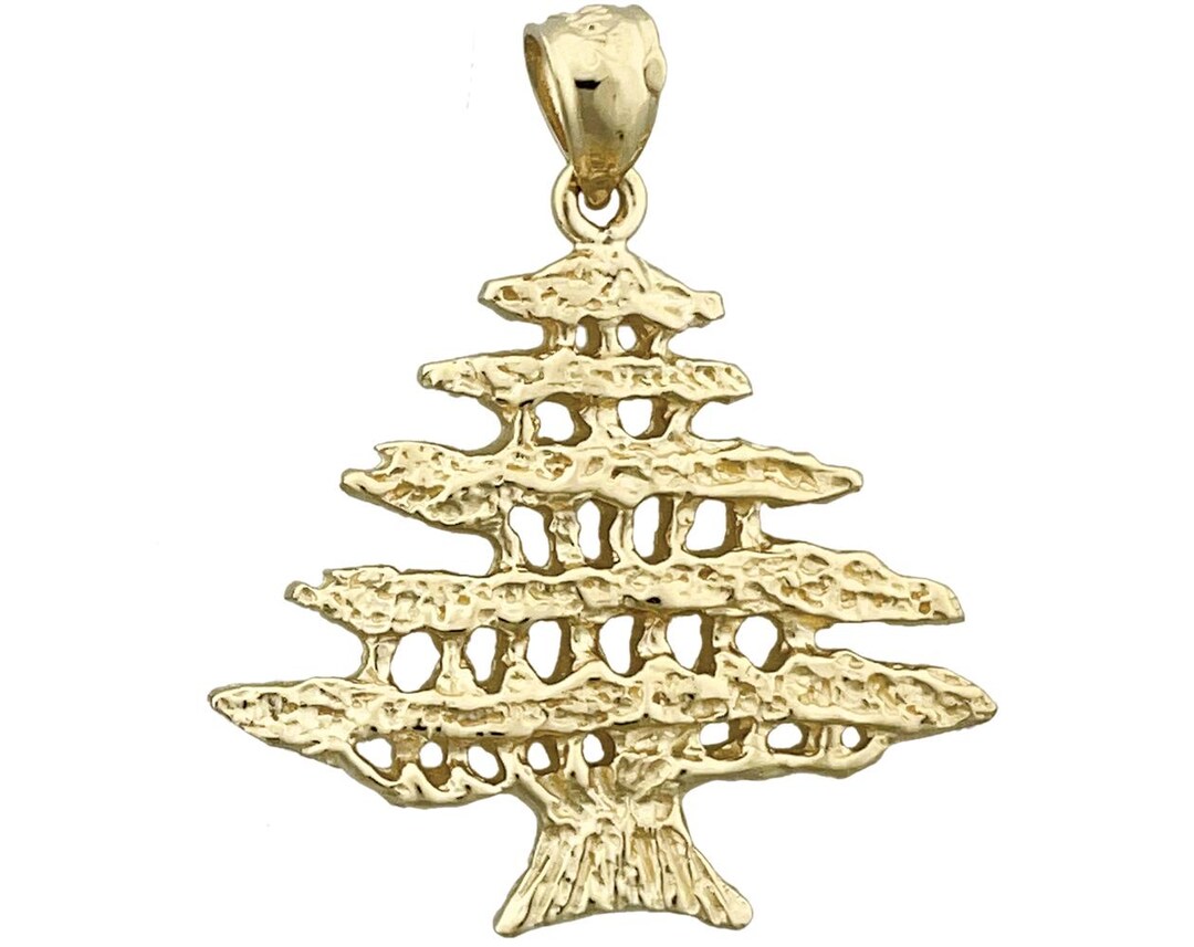 14K Gold Cedar Tree of Lebanon Pendant - Etsy