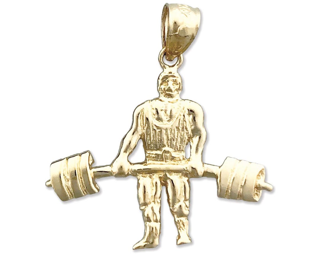 14K Gold Heavyweight Bodybuilder Pendant - Etsy