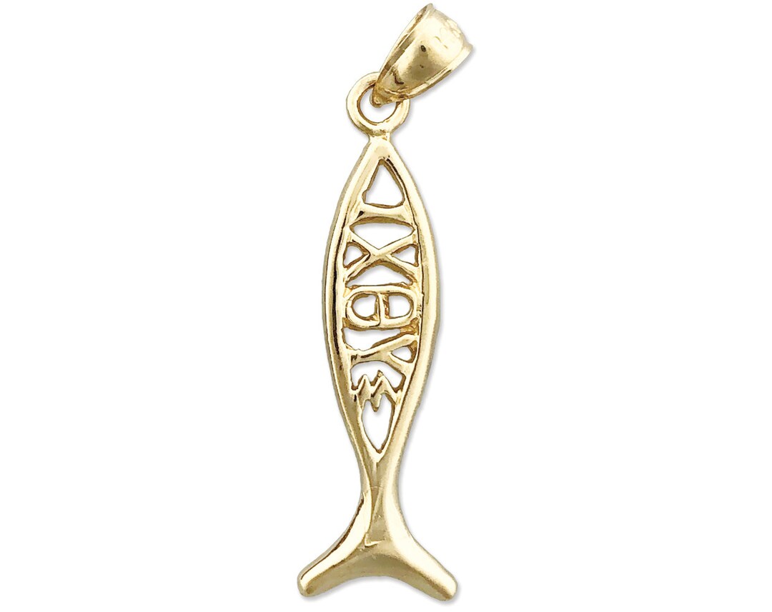14K Gold Ichthys IXOYE Pendant - Etsy