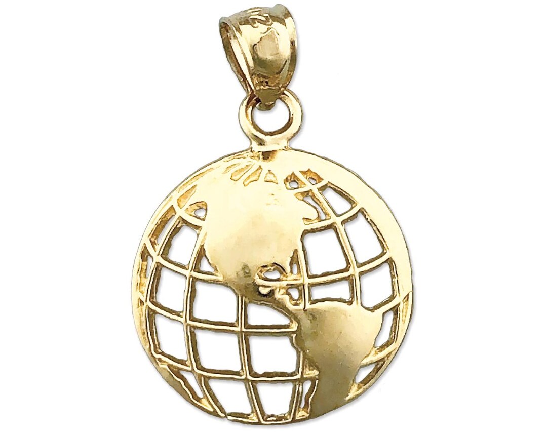 14K Gold World Globe Charm - Etsy