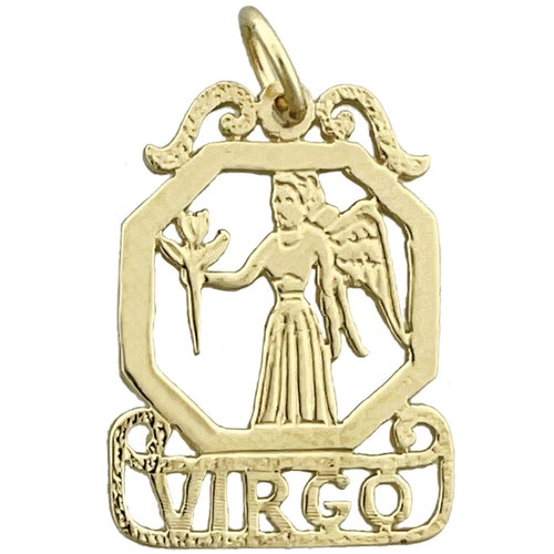 Solid 14k Yellow Gold Virgo Zodiac Sign Charm Maiden Horoscope - Etsy
