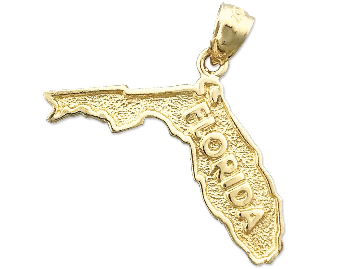 14K Gold Florida State Map Pendant - Etsy