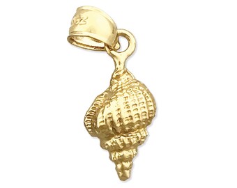 14K Gold Gastropod Auger Mollusk Shell Charm Pendant | Etsy