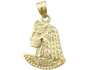 14K Gold Cleopatra Pendant, Sterling Silver Egyptian Necklace, Handmade ...