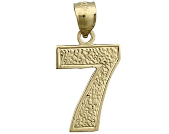14k Medium Polished Number 7 Charm New Sports Pendant Yellow Gold - Etsy