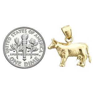 14K Gold Cow Mini Charm - Etsy