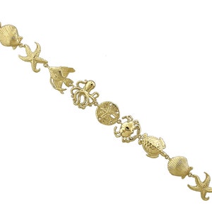 14K Gold 7.5" Sea Life Bracelet - Etsy