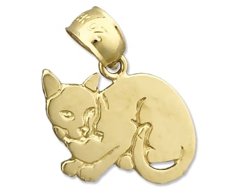 9K Cat Charm Real Solid 9ct Gold Cat Kitten Kitty Dangle Charm Bead ...