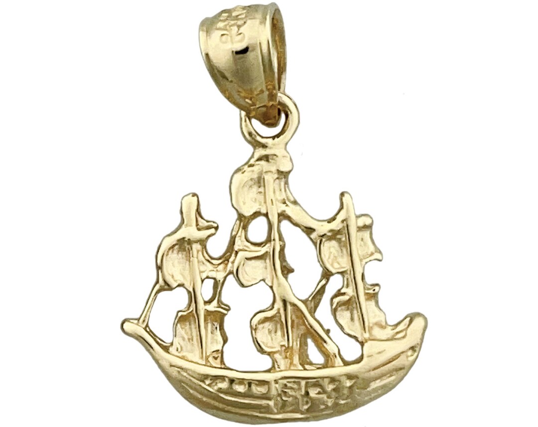 14K Gold Sailing Pirate Ship Charm - Etsy