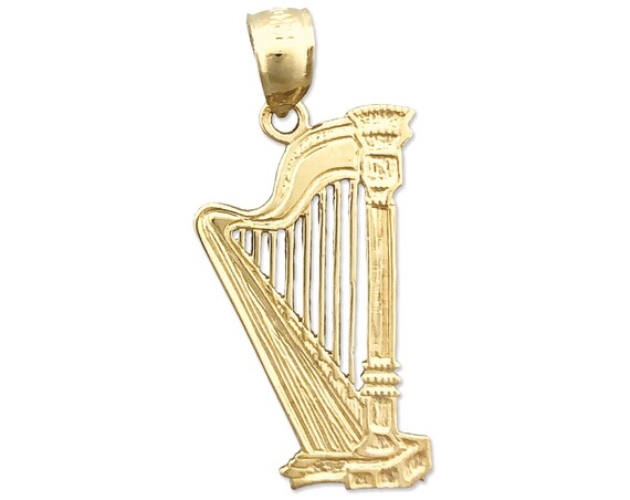 14K Gold Harfe Anhänger | Etsy