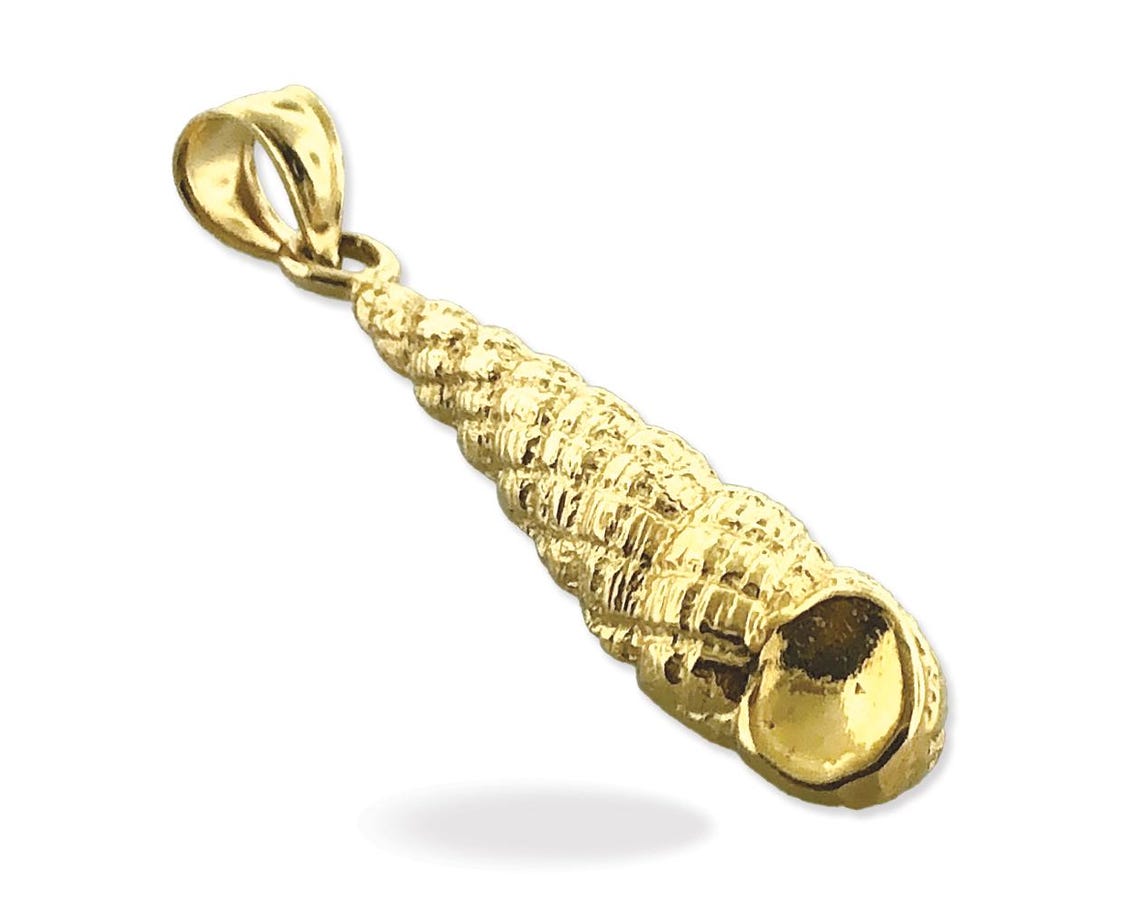14K Gold Gastropod Auger Mollusk Shell Pendant - Etsy