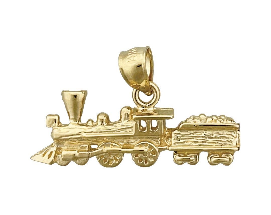 14K Gold Locomotive Train With Cargo Pendant - Etsy