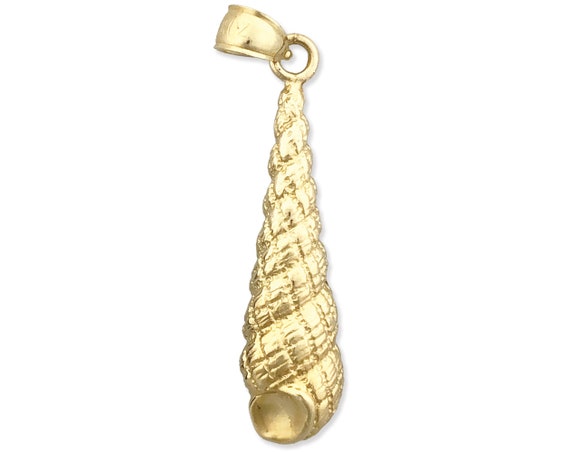 14K Gold Gastropod Auger Mollusk Shell Charm Pendant - Etsy