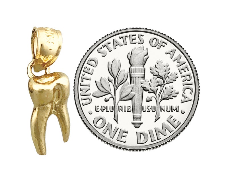 14K Gold 3D Tooth Charm | Etsy