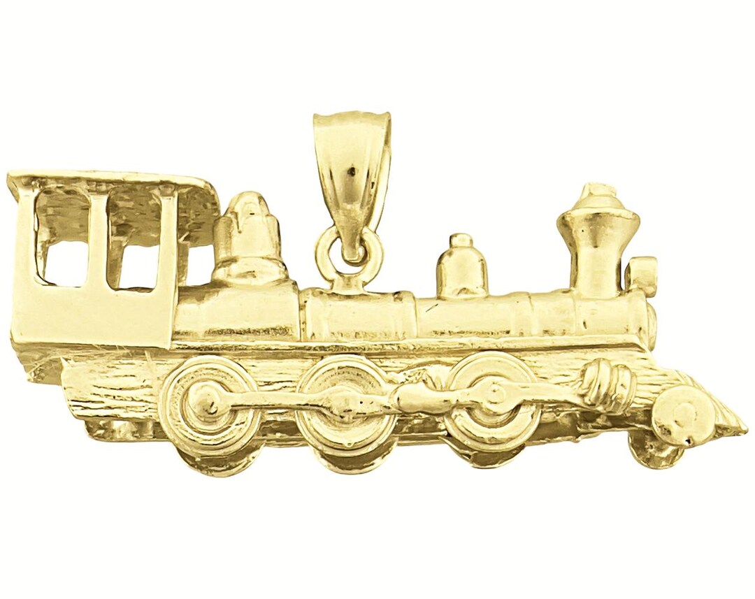 14K Gold 3D Locomotive Train Pendant - Etsy