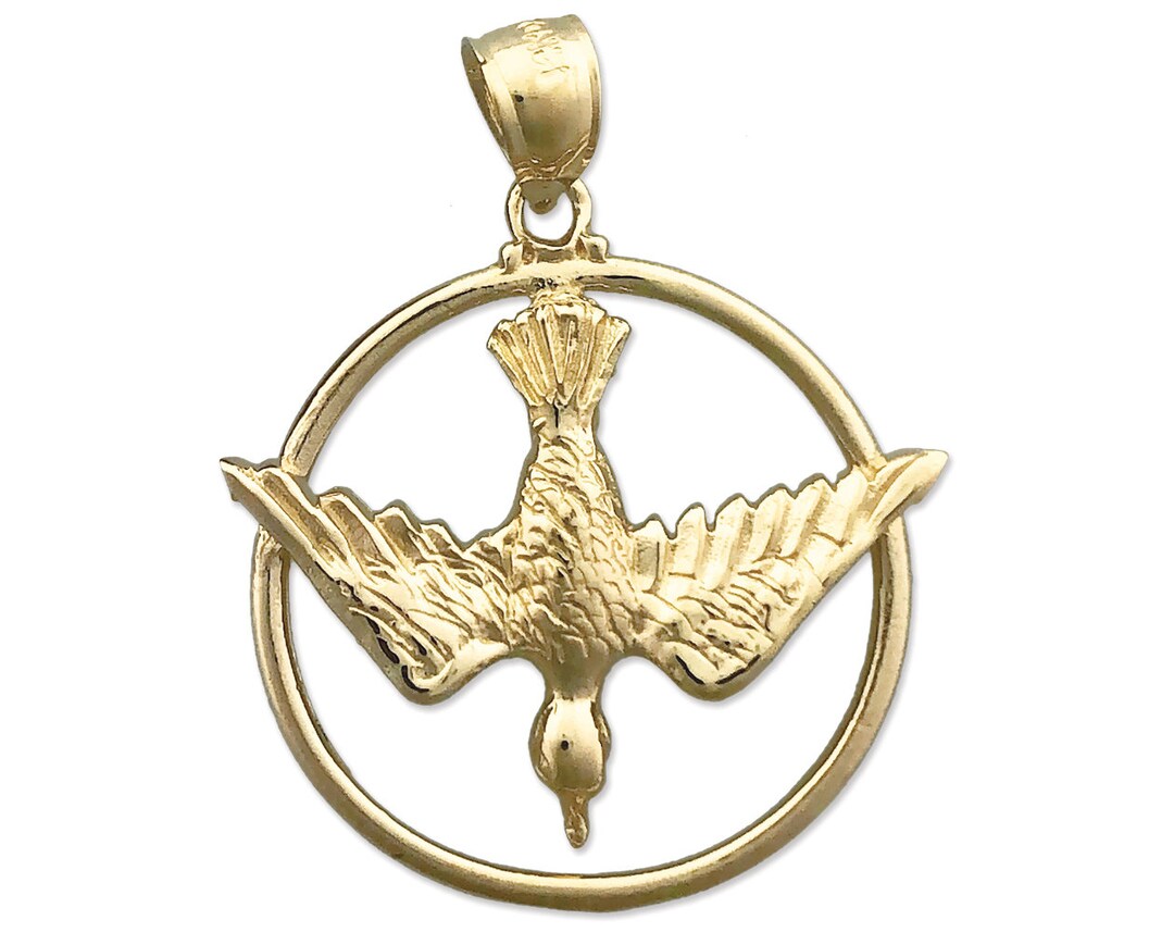 14K Gold Encircled Holy Spirit Dove Medallion - Etsy