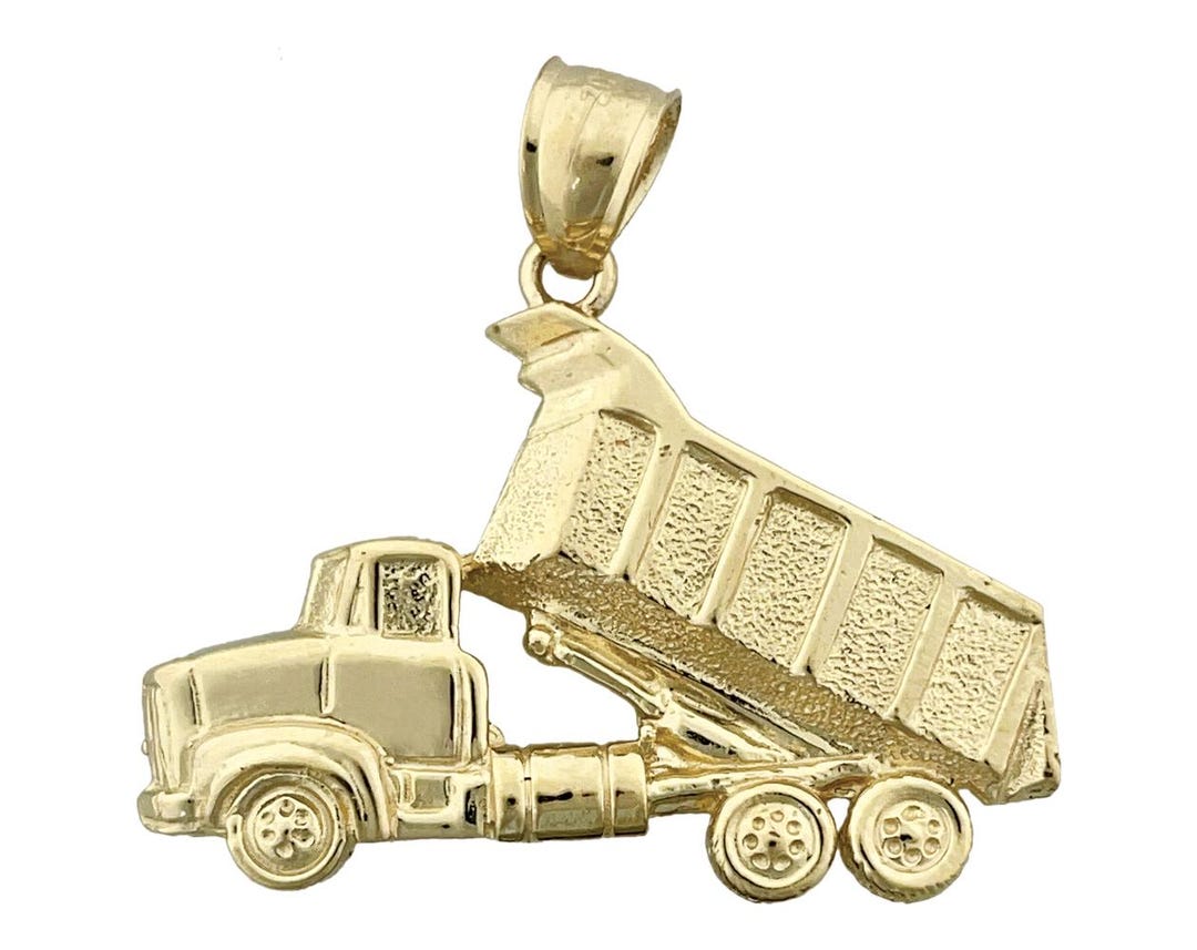 14K Gold Construction Dump Truck Pendant - Etsy