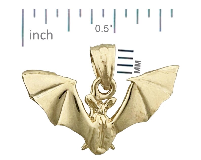 14K Gold 3D Bat Charm - Etsy
