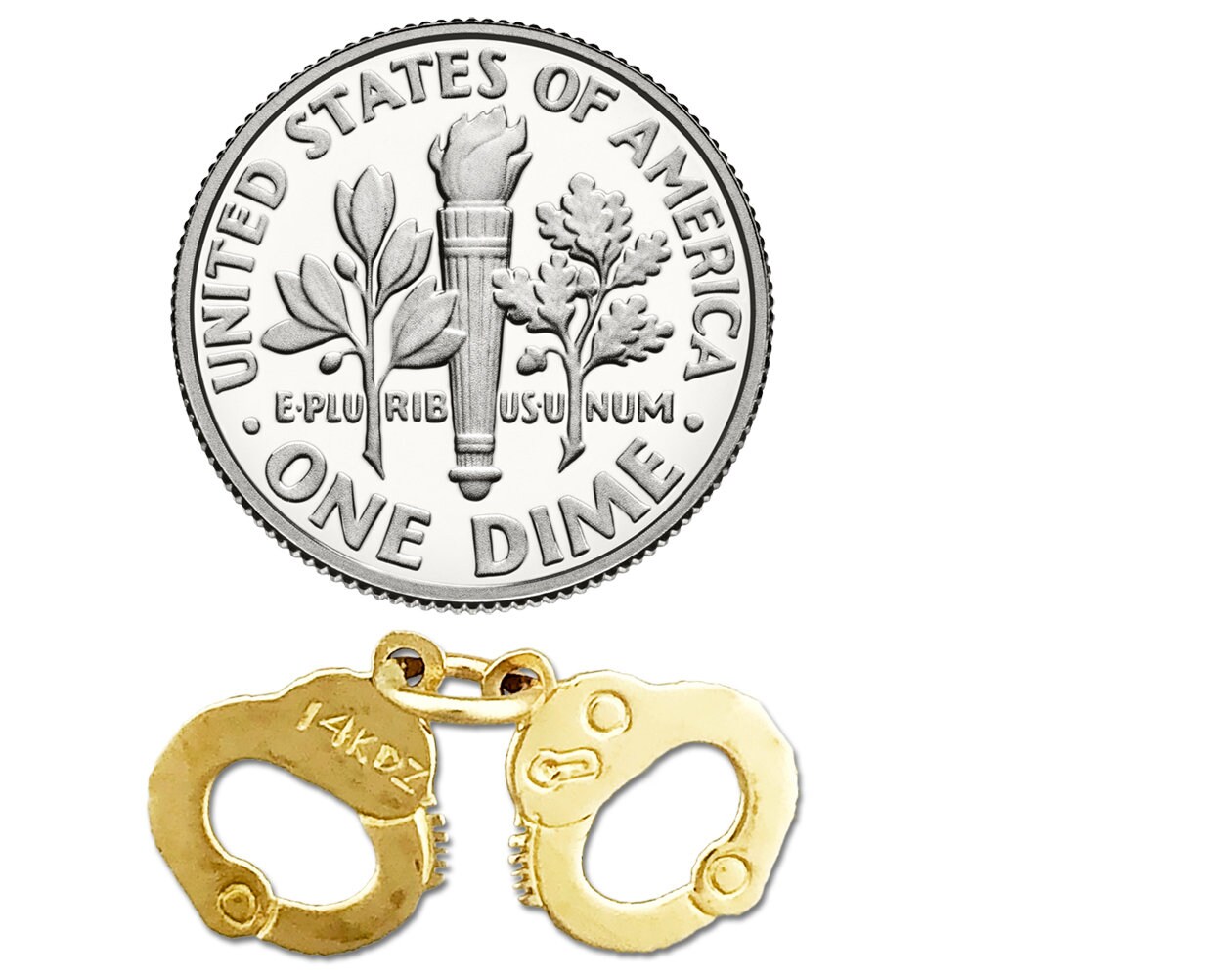 14K Gold 3D Police Handcuffs Charm | Etsy