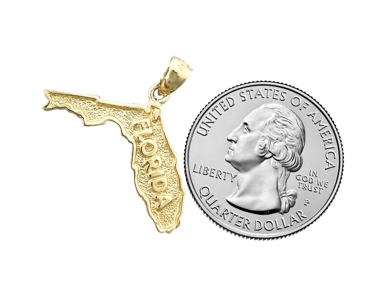 14K Gold Florida State Map Pendant - Etsy