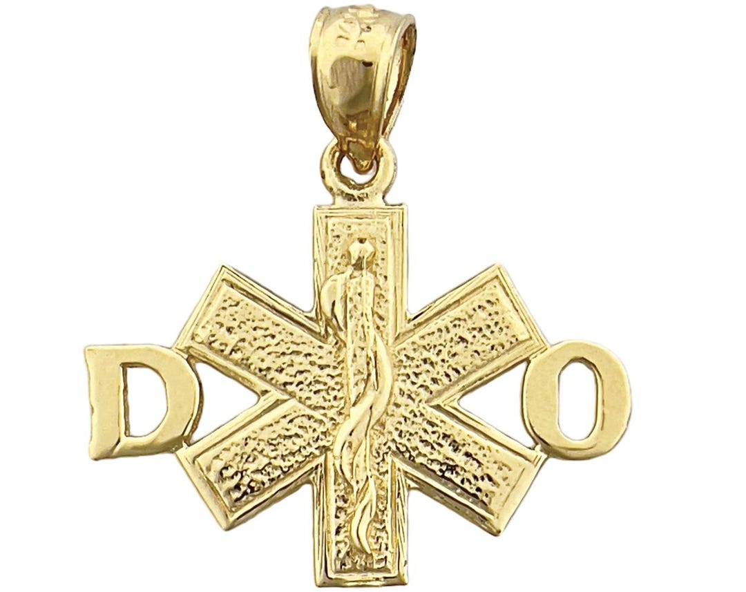 14K Gold DO Caduceus Doctor of Osteopathic Medicine Charm - Etsy