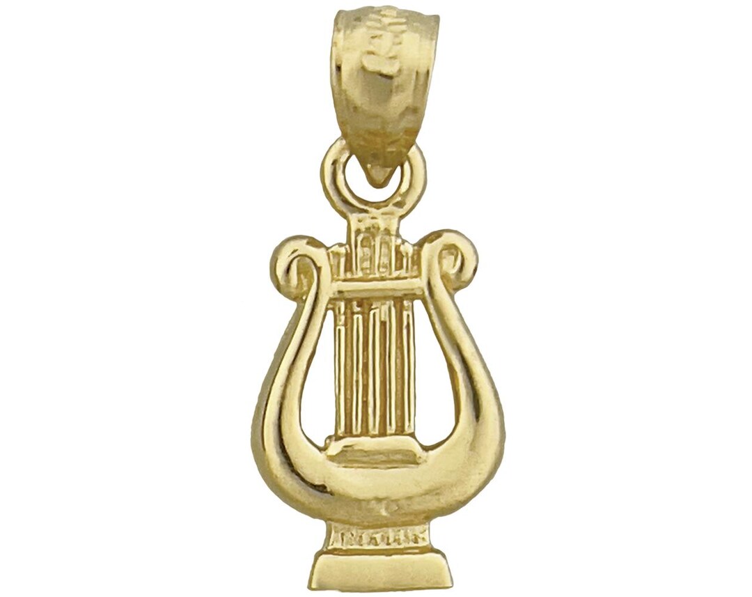 14K Gold Lyre Harp Charm - Etsy