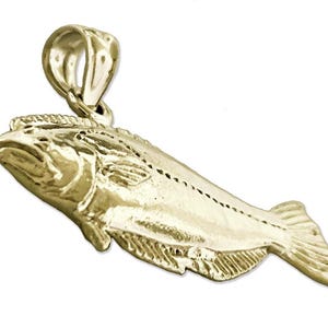 14K Gold Horizontal Sole Fish Pendant - Etsy
