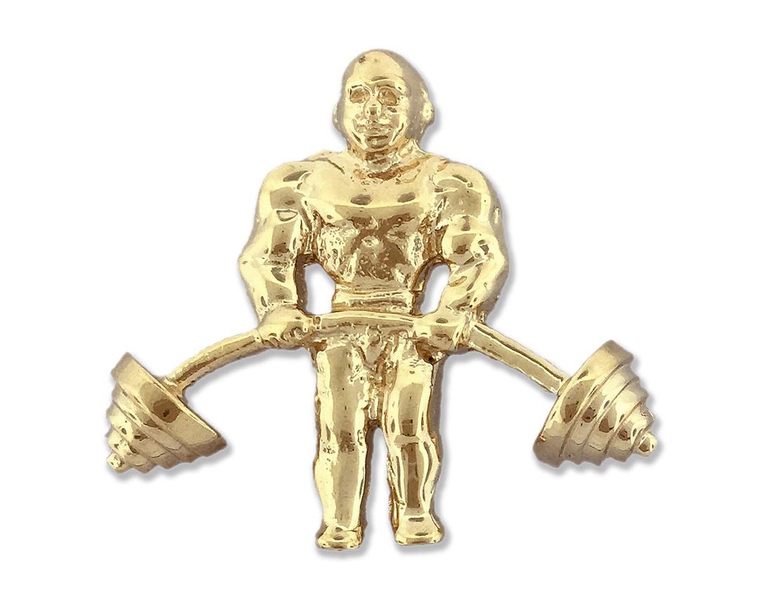 14K Gold Bodybuilder Barbell Pendant Slide - Etsy