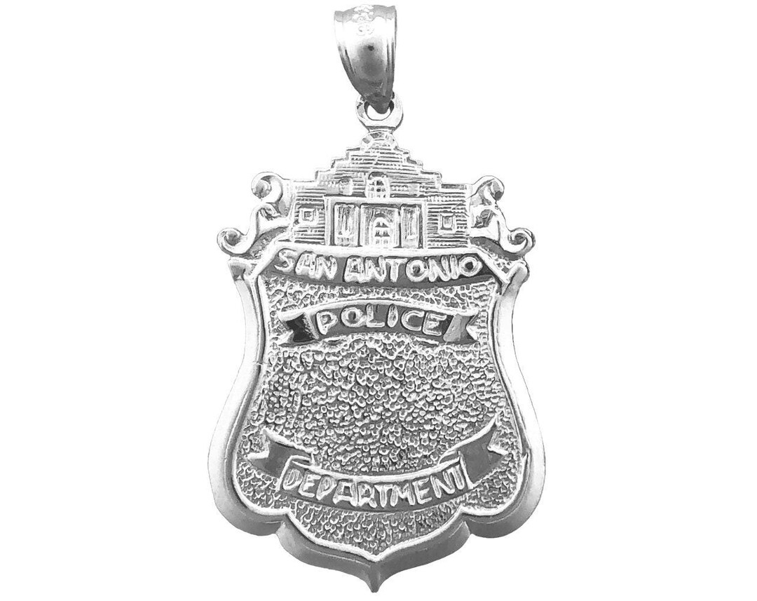 Rhodium Plated 925 Sterling Silver San Antonio Police Department Badge ...