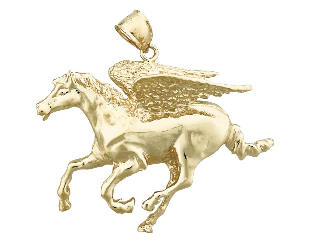 14K Gold 44MM Pegasus Pendant - Etsy
