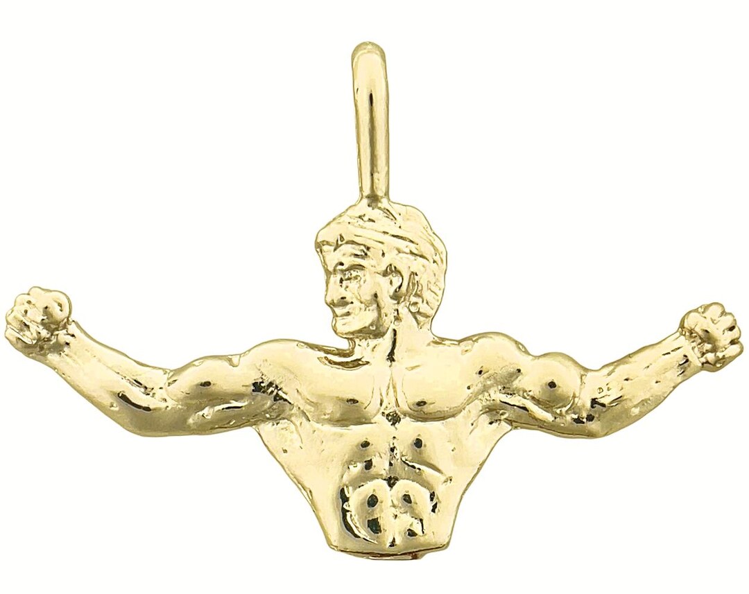 14K Gold Upper Body Bodybuilder Pendant - Etsy