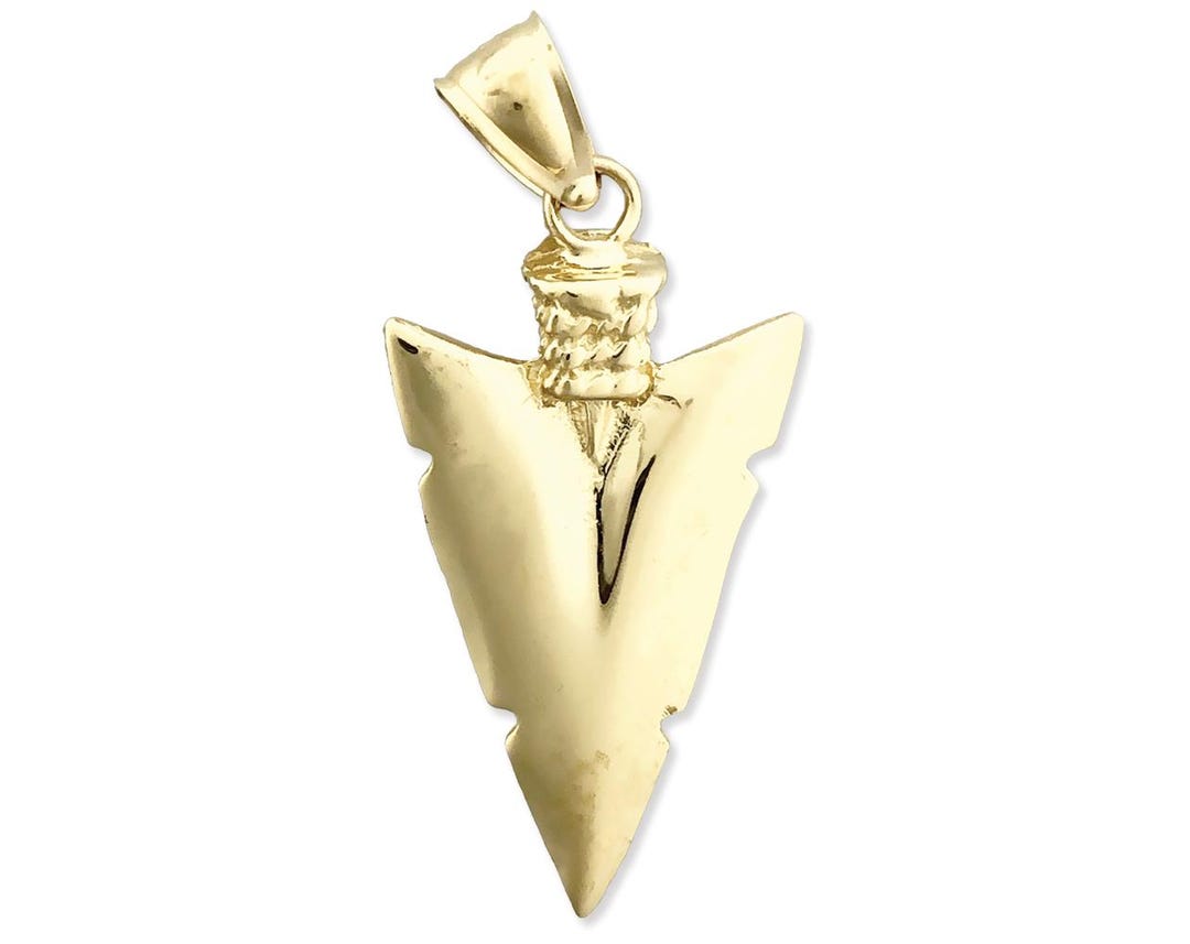 14K Gold Western 3D Arrowhead Pendant - Etsy
