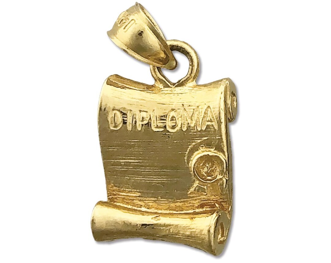 14K Gold 3D Graduation Diploma Scroll Charm - Etsy