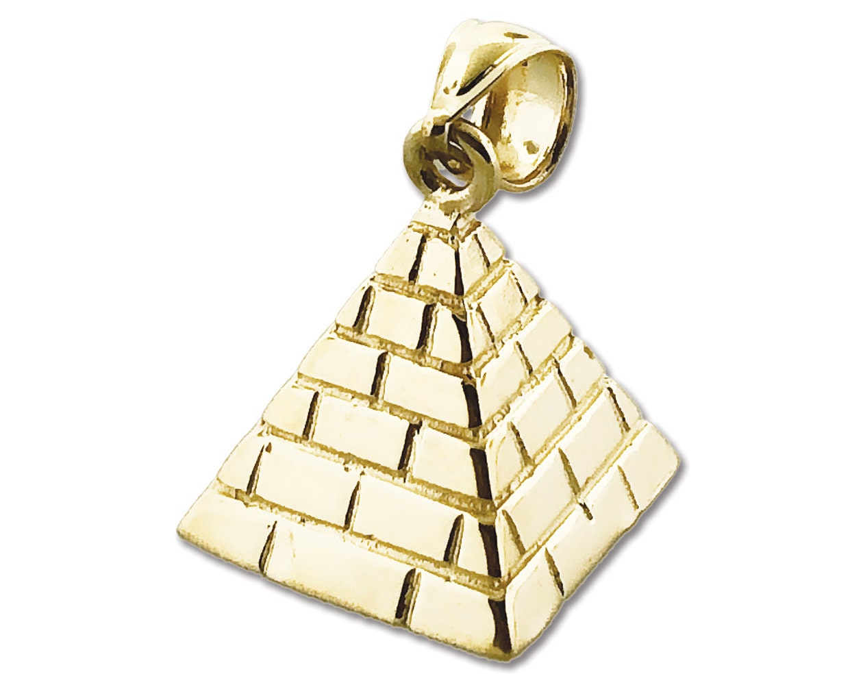 14K Gold 3D Egyptian Pyramid Charm | Etsy