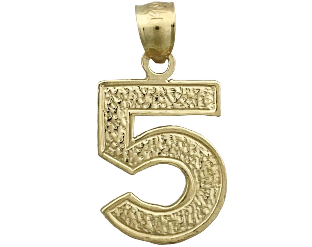 14K Gold Number 5 Charm - Etsy