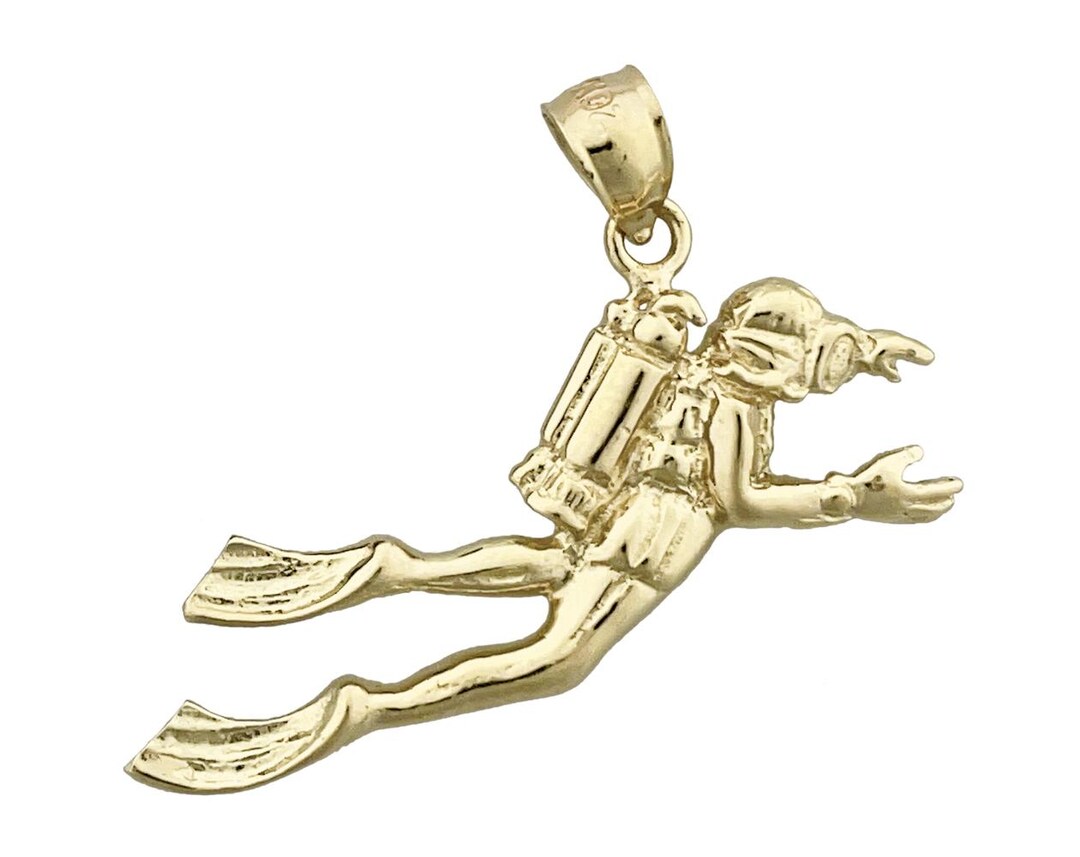 14K Gold Scuba Diver Pendant - Etsy
