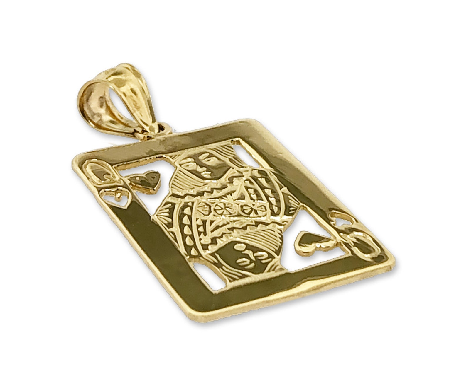 14K Gold Queen of Hearts Playing Card Charm | Etsy