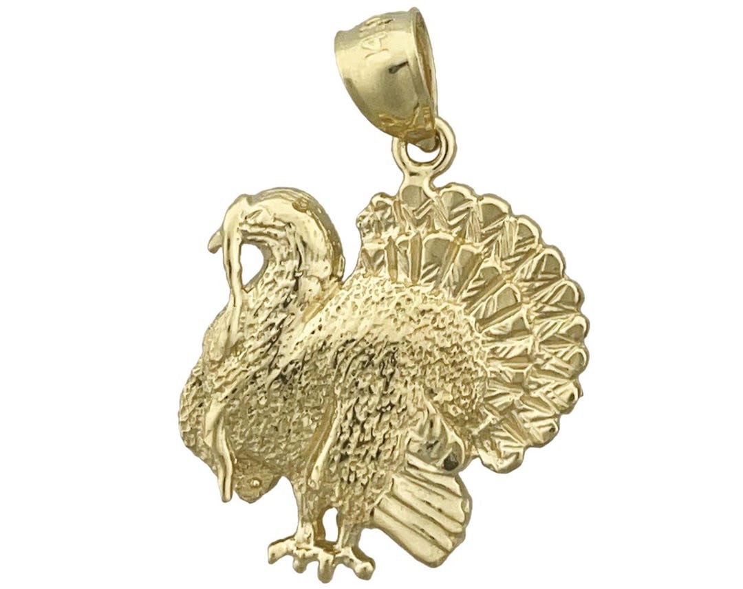 14K Gold Turkey Pendant - Etsy