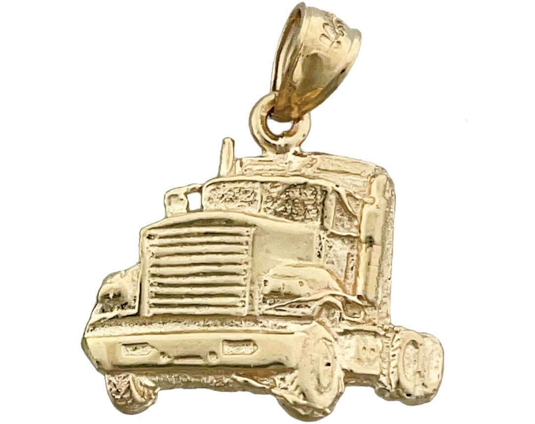 14K Gold 20MM Big Rig Truck Charm - Etsy