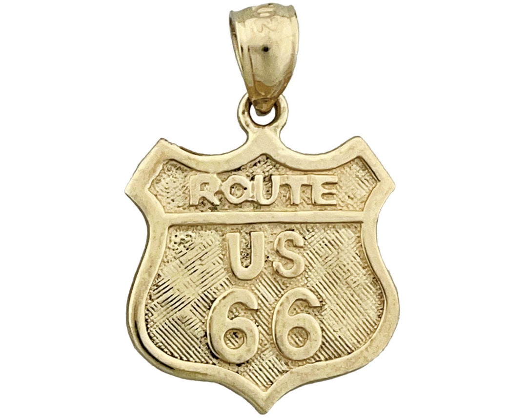 14K Gold US Route 66 Charm - Etsy