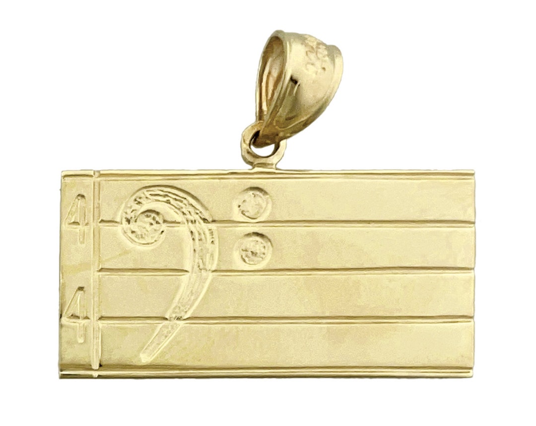 14K Gold Bass Clef Pendant - Etsy