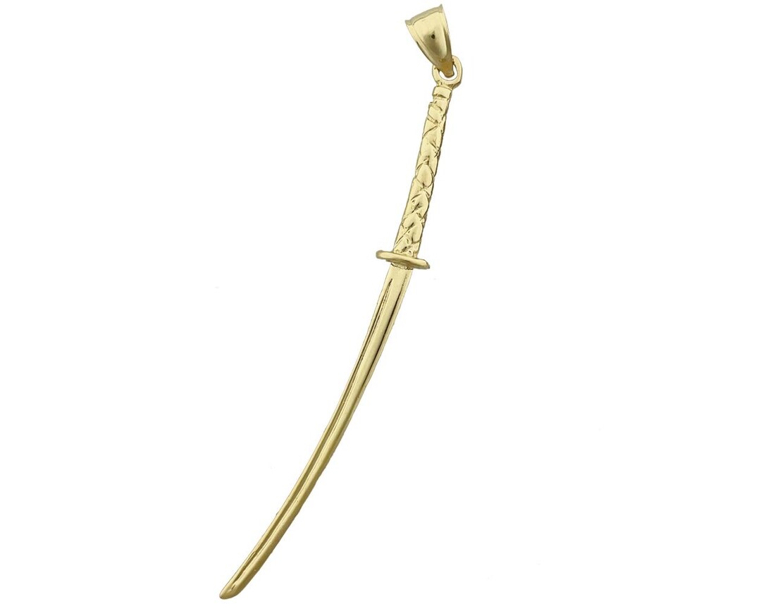 14K Gold 3D Katana Japanese Ninja Samurai Sword Pendant - Etsy