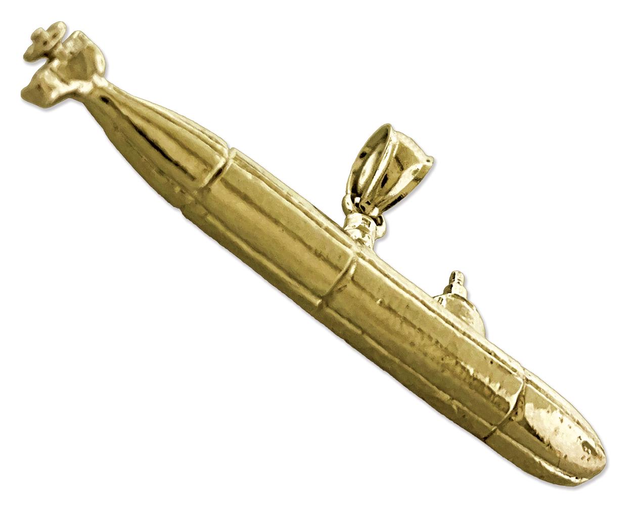 14K Gold Submarine Pendant - Etsy
