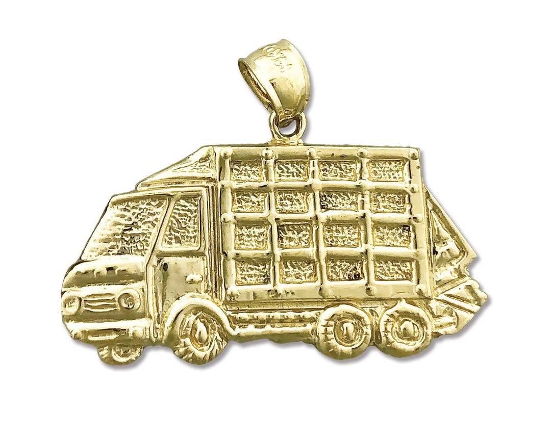 14K Gold Trash Dump Truck Pendant - Etsy