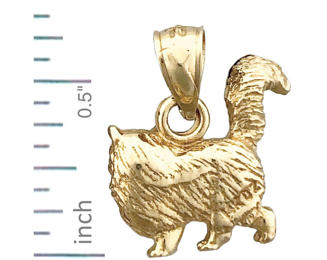 14K Gold 3D Long Hair Cat Charm | Etsy